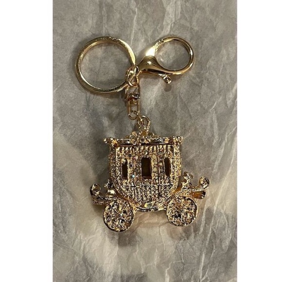 Accessories | Gold Toned Rhinestone Coach Carriage Purse Charmkeychain ...